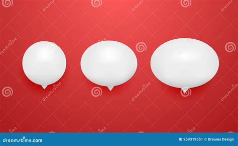 Set Of Cute 3d White Speech Bubble Icons Isolated On Red Background Stock Vector Illustration