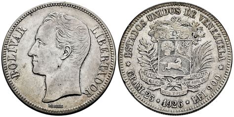 5 Bolívares Monedas Extranjeras Venezuela 1926 Limpiada Mbc Km