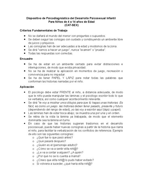 Prueba Cat Sex Dispositivo De Psicodiagnóstico Del Desarrollo
