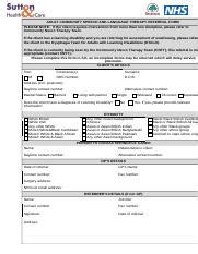 Speech Language Therapy Referral Form Doc ADULT COMMUNITY SPEECH AND LANGUAGE THERAPY REFERRAL