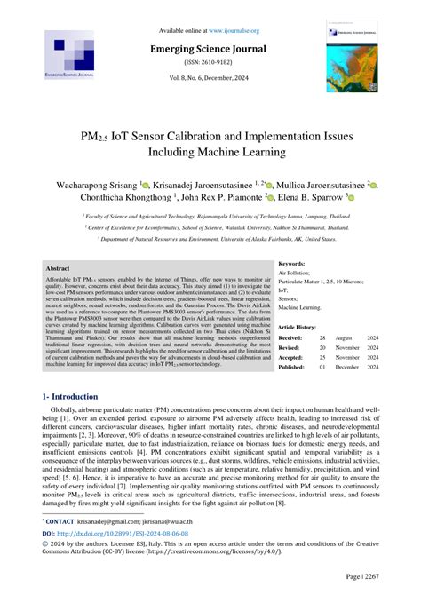 Pdf Pm25 Iot Sensor Calibration And Implementation Issues Including Machine Learning