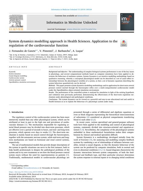 Pdf System Dynamics Modelling Approach In Health Sciences