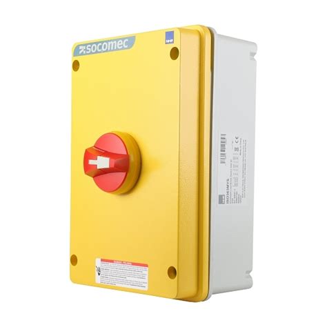 Socomec Iso Enclosed Isolator Ip 65 Aluminium Yellow Handle Red 3p