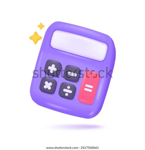 3d Calculator Purple Calculator Buttons Counting Stock Vector Royalty