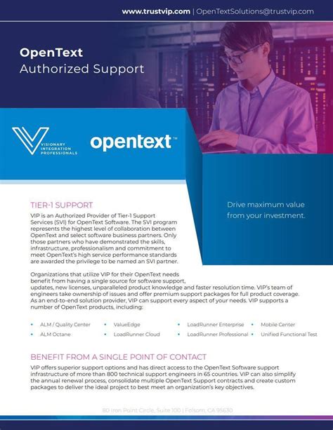 Opentext Authorized Support Technology Consulting Services Visionary Integration
