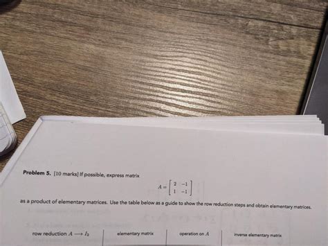 Solved Problem 5 [10 Marks If Possible Express Matrix A