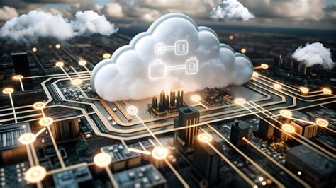 3d Cloud And Circuit Path Frame Concept Minimalistic Border Frame With Cloud Icons Connected By