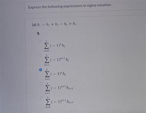 Solved Express The Following Expressions In Sigma Notation Chegg