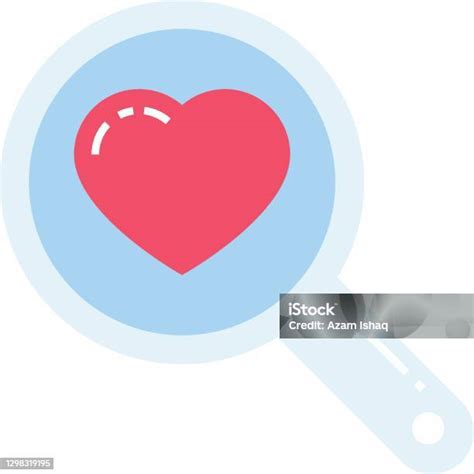 매치 메이커 개념 돋보기 벡터 색상 아이콘 화이트 배경에 날짜 응용 프로그램 로고 개념 발렌타인 데이 기호 사랑과 로맨스 기호 와 심장 0명에 대한 스톡 벡터 아트 및 기타