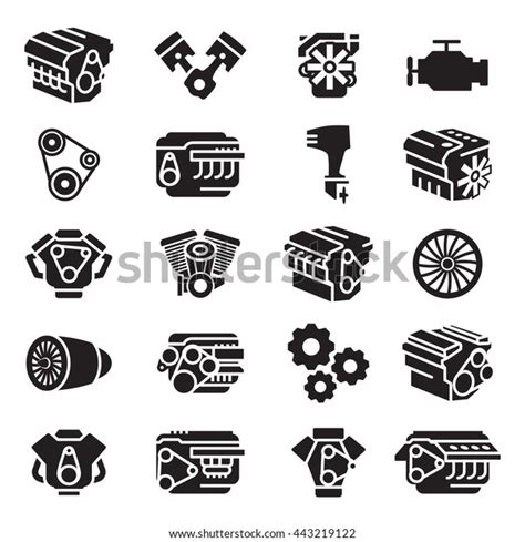 자동차 오토바이 비행기 보트 엔진 아이콘 스톡 벡터로열티 프리 443219122