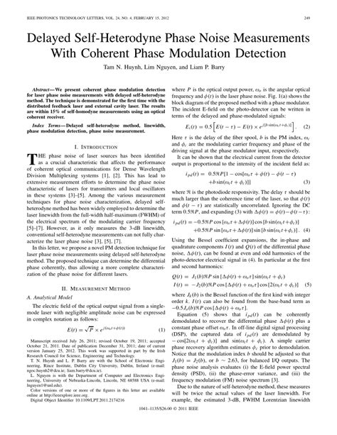 Pdf Delayed Self Heterodyne Phase Noise Measurements With Coherent