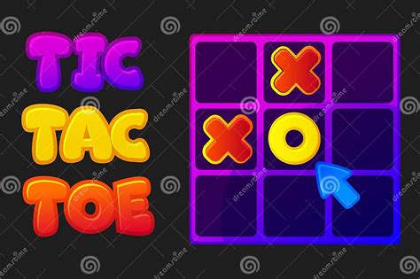 Tic Tac Toe Ui With Arow Cursor Vector Cartoon Strategy Game Noughts