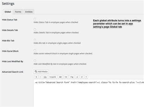 Global Attributes WP App Studio