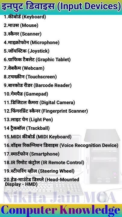 Input Device Exampleइनपुट डिवाइसcomputerknowledgecomputerbasicsict