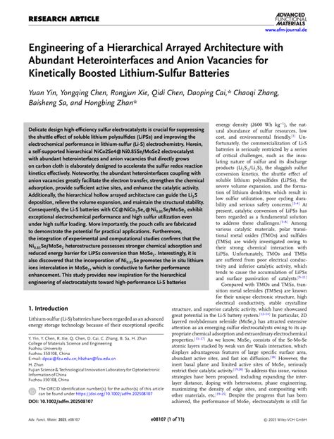 Engineering Of A Hierarchical Arrayed Architecture With Abundant Heterointerfaces And Anion