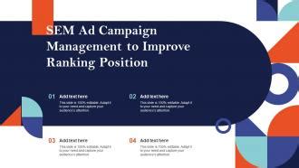 SEM Ad Campaign Management To Improve Ranking Ppt Powerpoint Infographics Slide PPT Slide