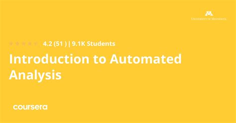 Introduction To Automated Analysis Coursya