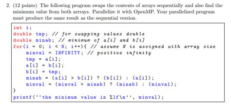 Solved 2 12 Points The Following Program Swaps The