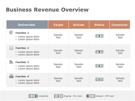 Gray And Orange Business Revenue Status Matrix Powerpoint Template