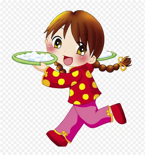 卡通端着汤圆的女孩免抠图png图片素材下载图片编号9651803 Png素材网