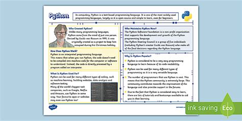 Python Fact File Twinkl Computing Teacher Made