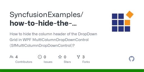 github syncfusionexamples how to hide the column header of the drop