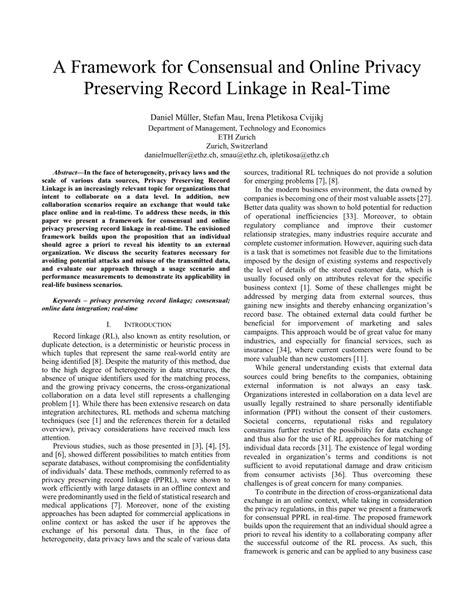 Pdf A Framework For Consensual And Online Privacy Preserving Record