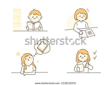 책상에 앉아 공부하는 귀여운 아이들 아웃라인 스톡 벡터로열티 프리 2138532935 Shutterstock 아웃라인 벡터 일러스트레이션 일러스트레이션