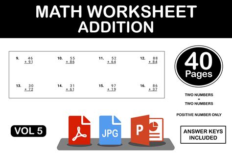 Addition Workbook Math Worksheets Vol 5 Graphic By Designood · Creative