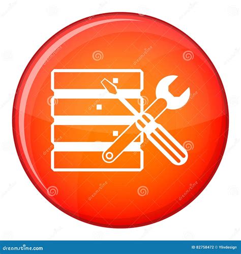 Database With Screwdriverl And Spanner Icon Stock Vector Illustration Of Maintenance