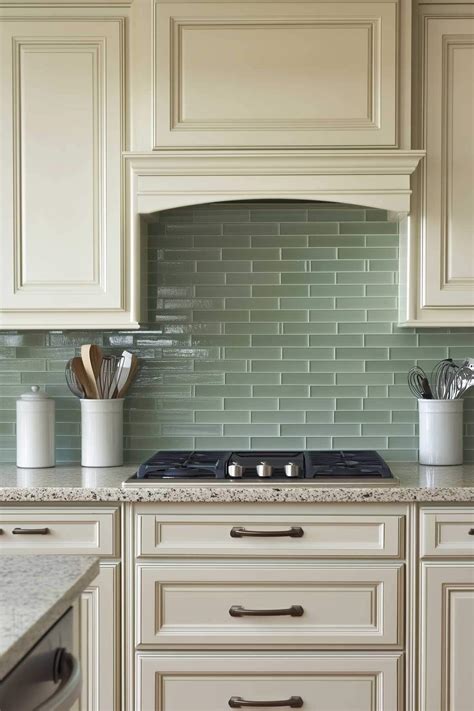 Sage Green And Cream Kitchen Tiles