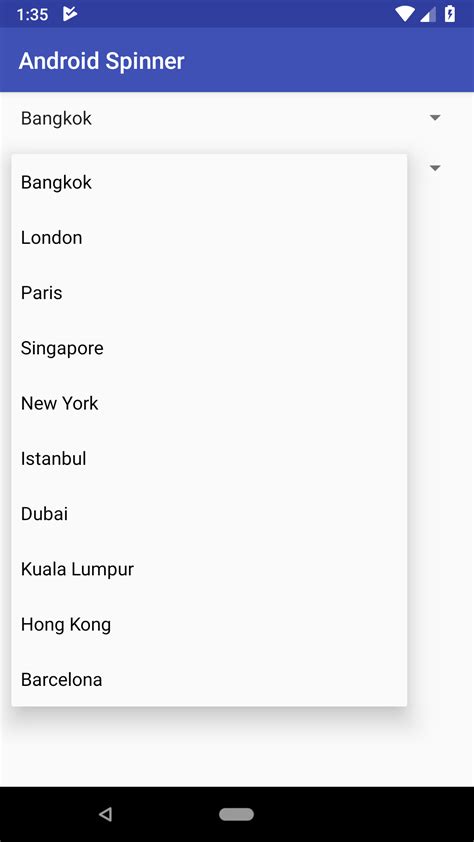 android spinner with [drop down list] example in kotlin eyehunts