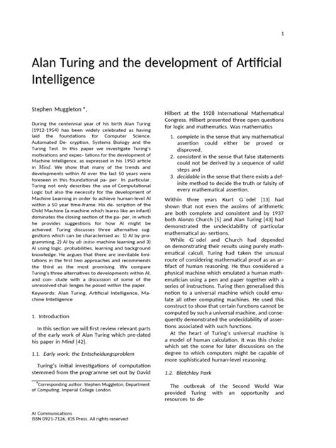 Turing Ai Pdf Artificial Intelligence Intelligence Ai And Semantics