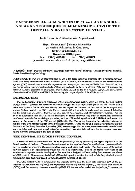 Pdf Experimental Comparison Of Fuzzy And Neural Network Techniques In Learning Models Of The