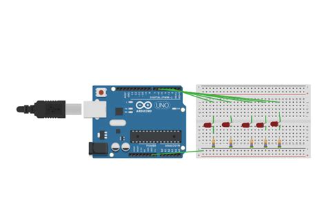 Circuit Design 5 Led Sequenced On Off Tinkercad