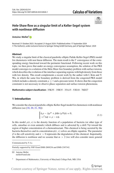 Hele Shaw Flow As A Singular Limit Of A Keller Segel System With Nonlinear Diffusion