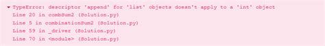 python typeerror descriptor append for list objects doesn t apply