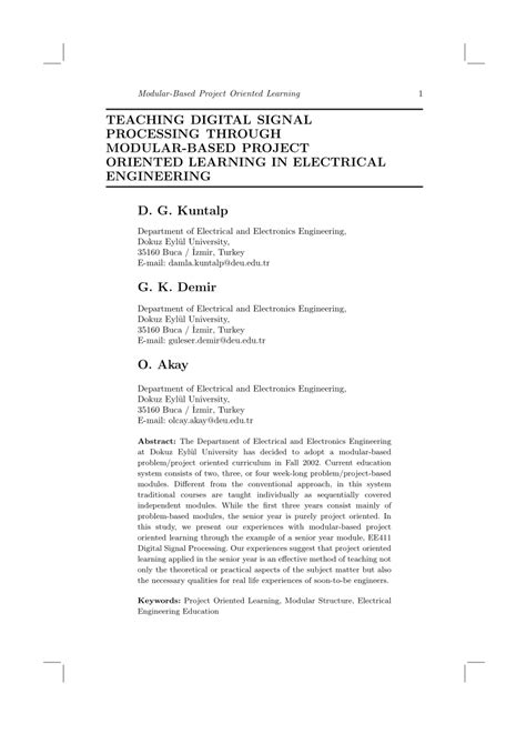 Pdf Teaching Digital Signal Processing Through Modular Based Project