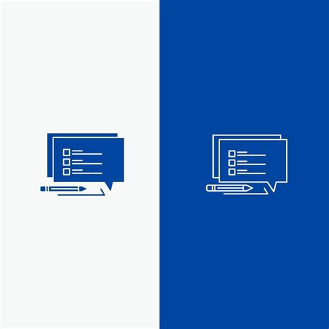 Chat Sms Message Write Line And Glyph Solid Icon Blue Banner Line And