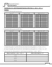 Transformations Of Polynomial Functions Examples And Summaries Course Hero