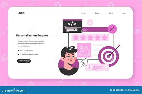 Personalization Engines Web Banner Or Landing Page Customization Stock Vector Illustration Of