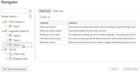 Importing Web Tables By Example In Power BI