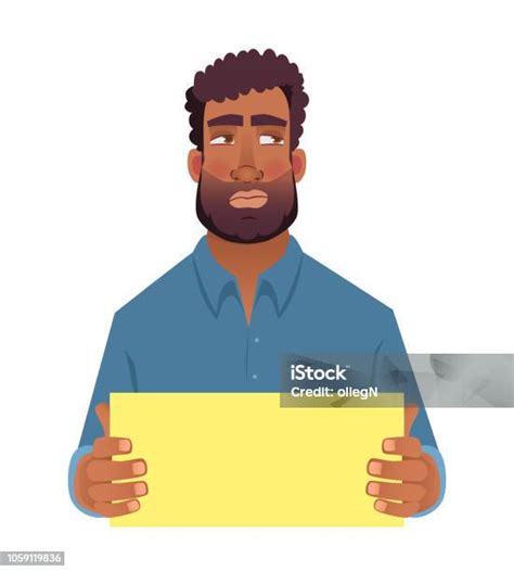 아프리카 남자 지주 빈 카드입니다 기호로 아프리카 미국 사람입니다 벡터 일러스트 레이 션 감정에 대한 스톡 벡터 아트 및 기타 이미지 Istock