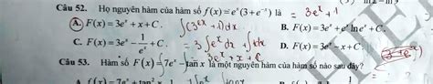 Câu H nguyên hàm c a hàm s f x e x e x là Ã F x e x x C C F x e x