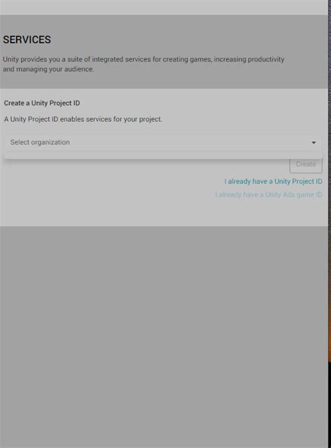 can t select organization in unity services tab unity engine unity