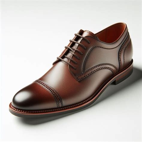 하이퍼 리얼리즘 ⁇ 터 아트 남성 갈색 가죽 수작업 신발 고립 된 ⁇ 색 배경 모 ⁇ 프리미엄 Psd 파일