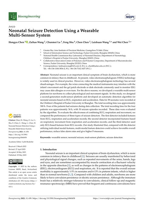 Pdf Neonatal Seizure Detection Using A Wearable Multi Sensor System
