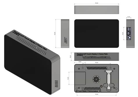 💻 raspberry pi touch display 2 housing plain horizontal cutout