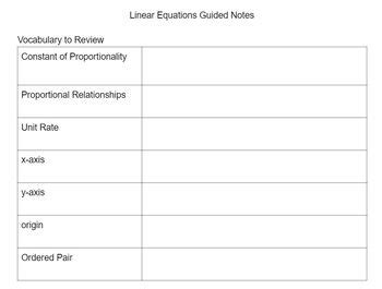 Introduction To Linear Equations Guided Notes By Morgan Guimond TpT