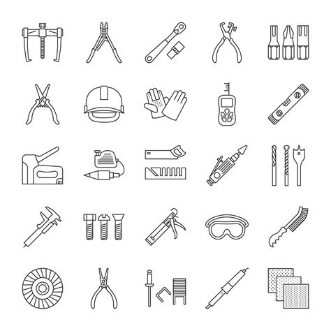 Premium Vector Construction Tools Linear Icons Set
